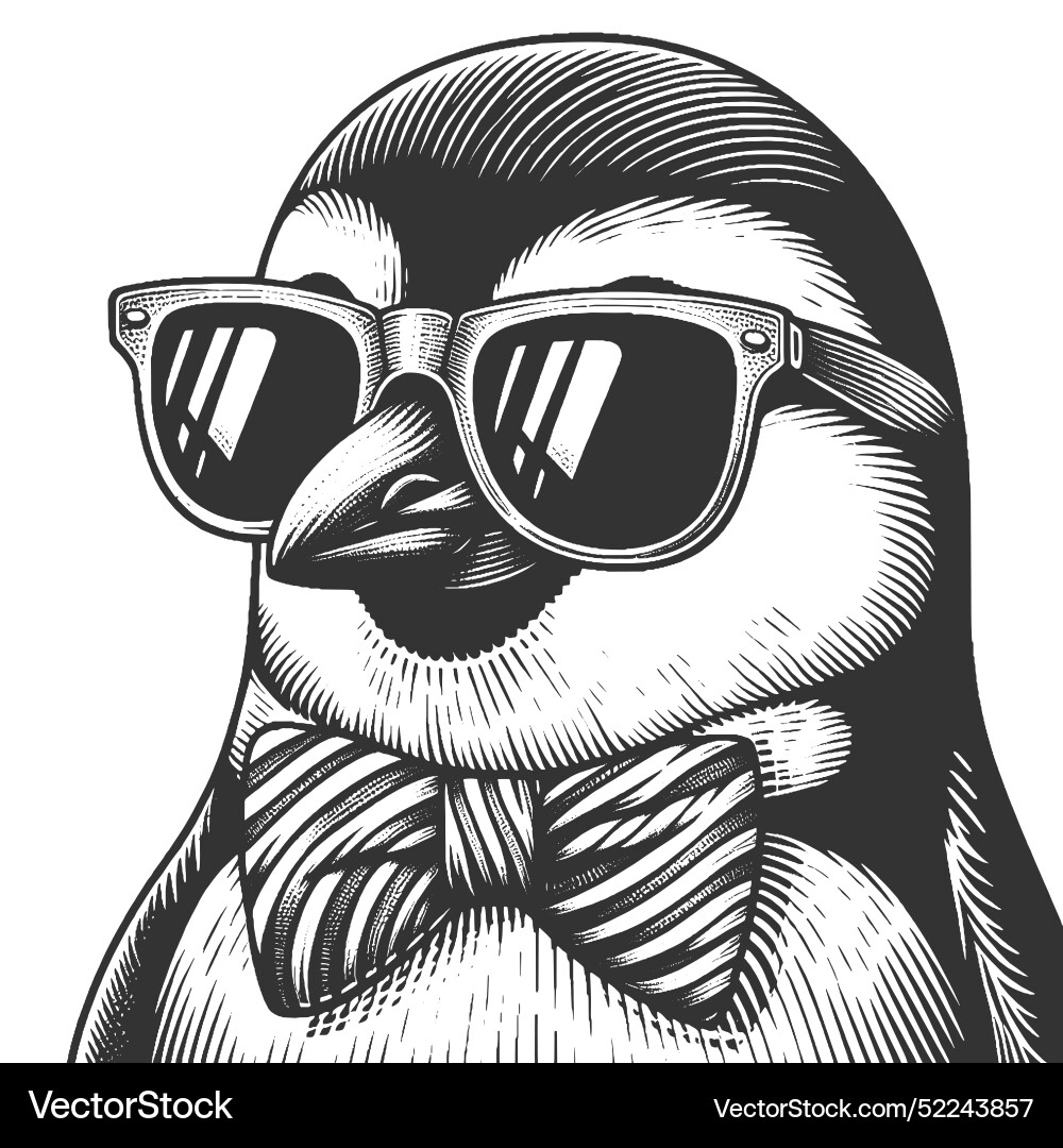 Cool penguin sunglasses and bow tie Royalty Free Vector