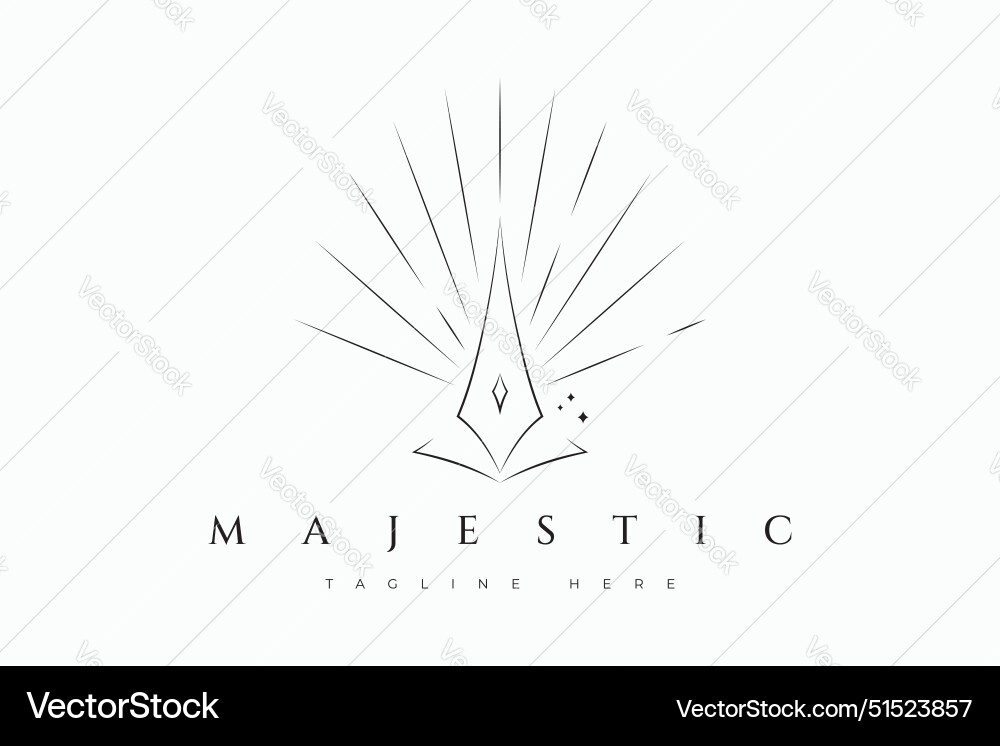 Destiny logo majestic book pen light esoteric Vector Image