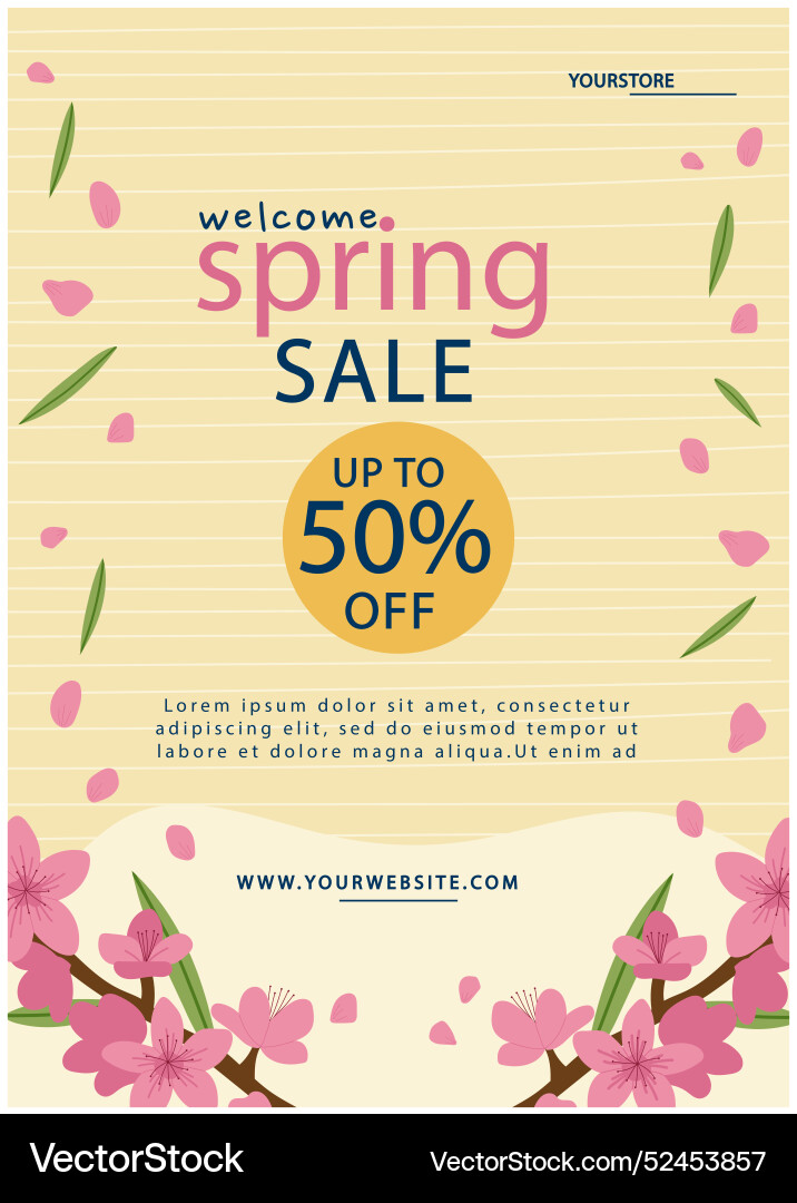 Flat spring vertical poster template Royalty Free Vector