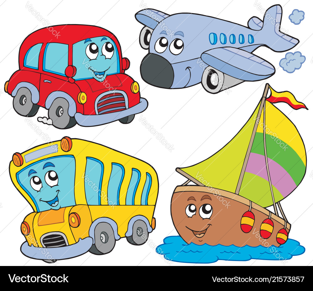Various cartoon vehicles Royalty Free Vector Image
