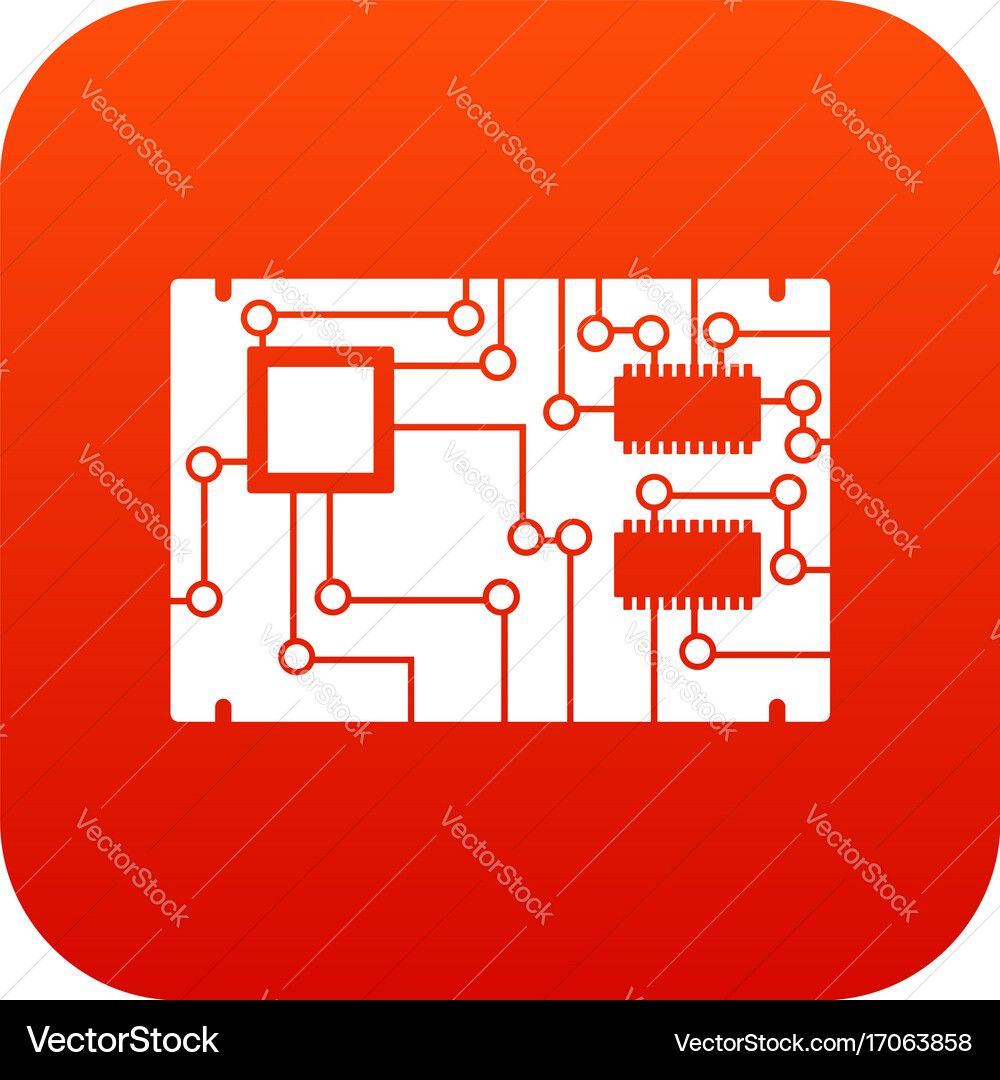Electronic board icon digital red Royalty Free Vector Image