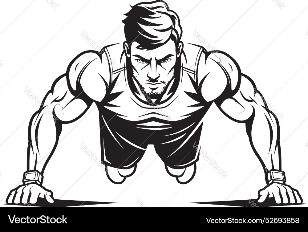 Energetic progress sportive males push up growth Vector Image