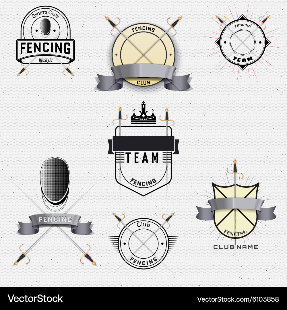 Fencing badges logos and labels for any use Vector Image