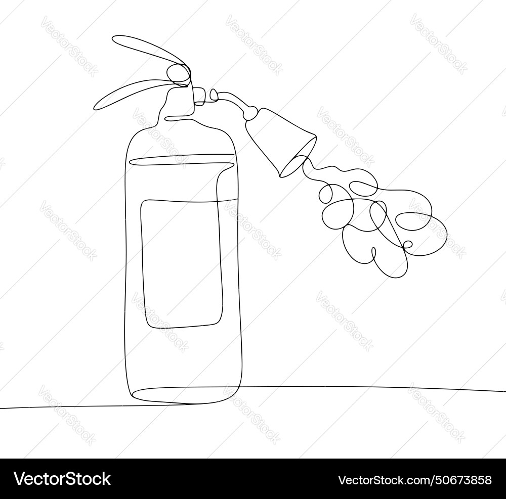 Fire extinguisher foam one line Royalty Free Vector Image
