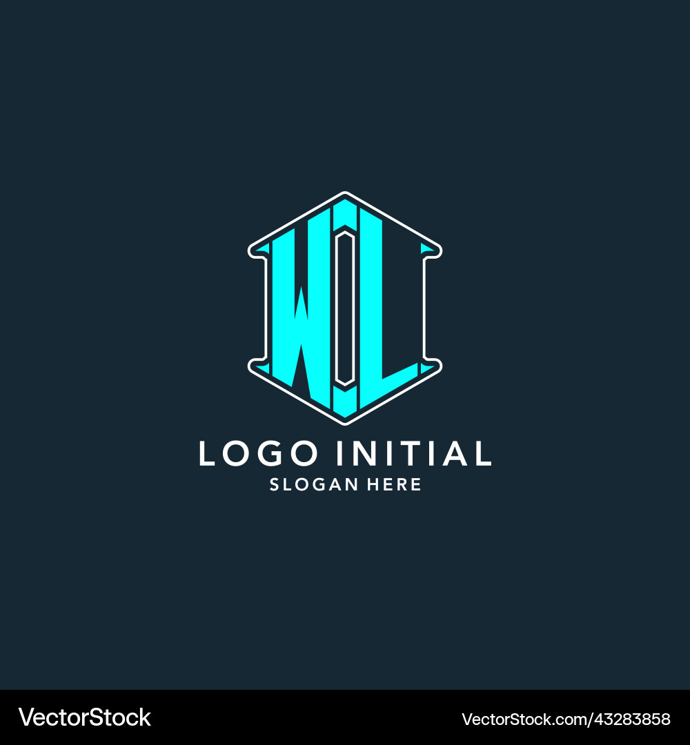 Letter wl logo with hexagon shape geometric style Vector Image