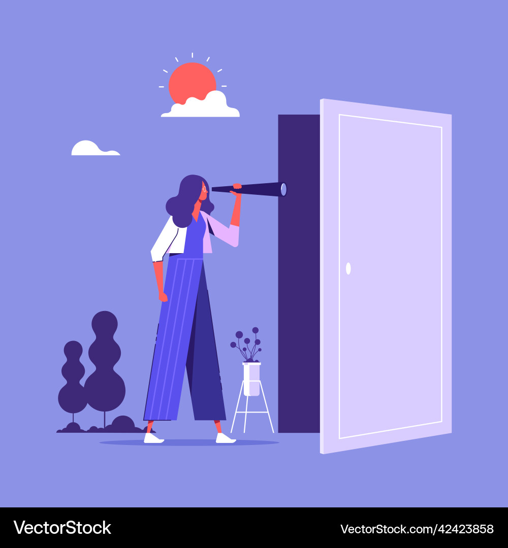 Looking in unknown future concept Royalty Free Vector Image