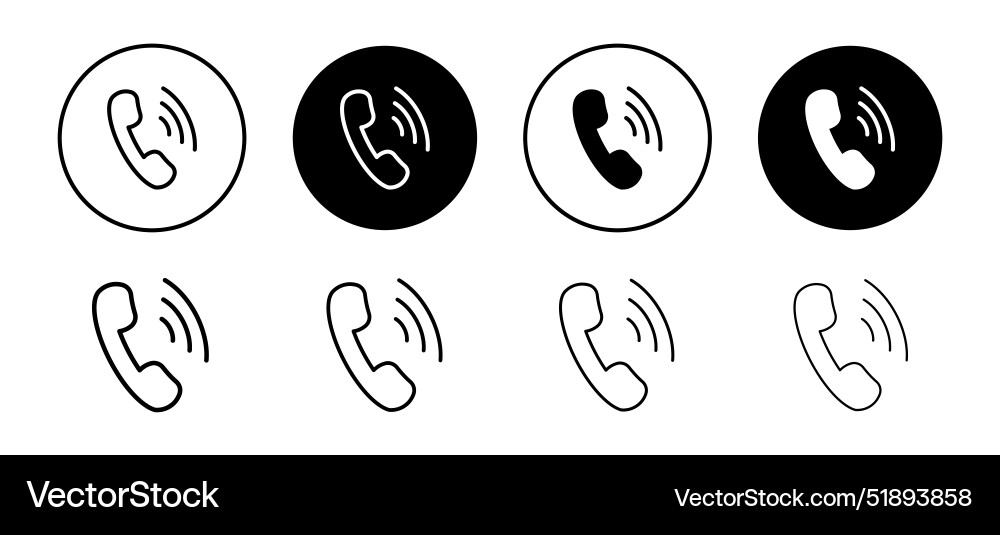 Telephone icon set collection outline Royalty Free Vector