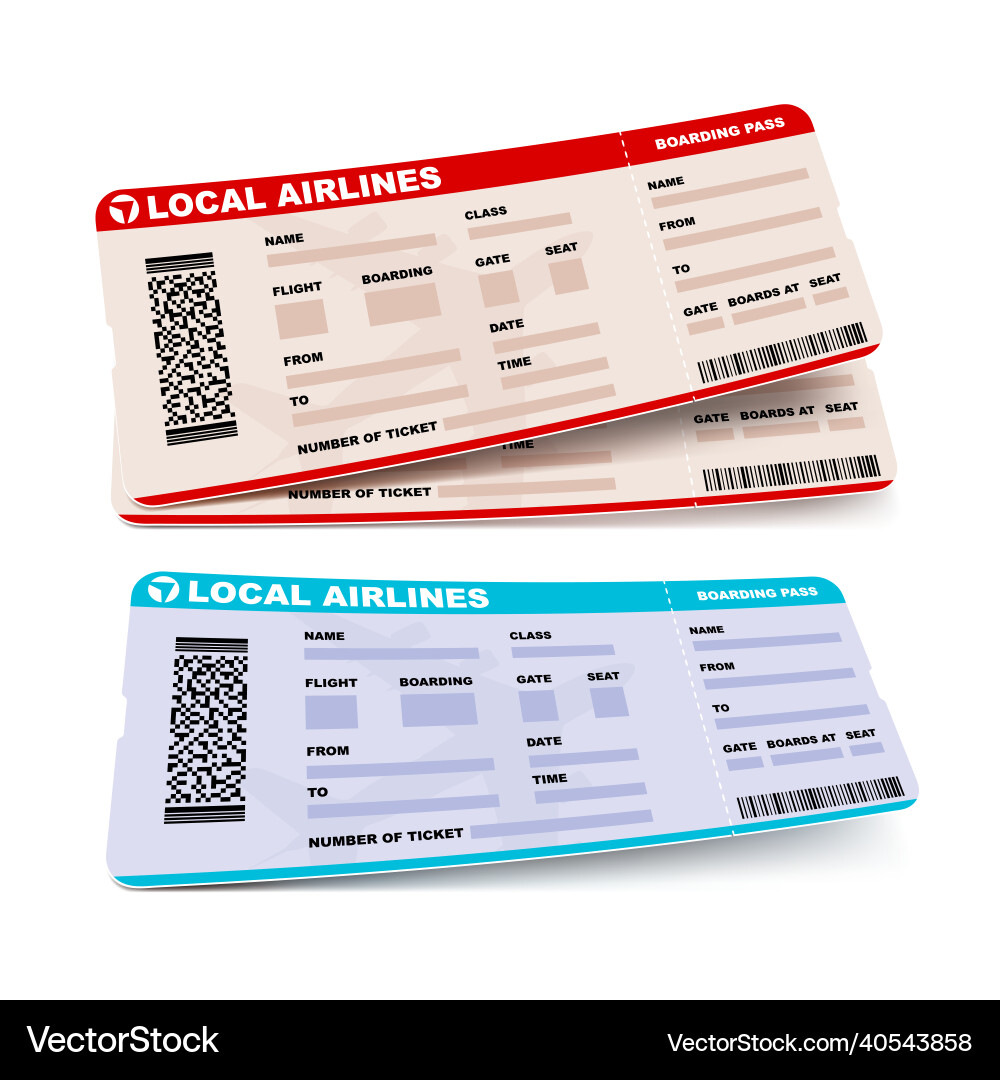 Ticket flight airport pass Royalty Free Vector Image