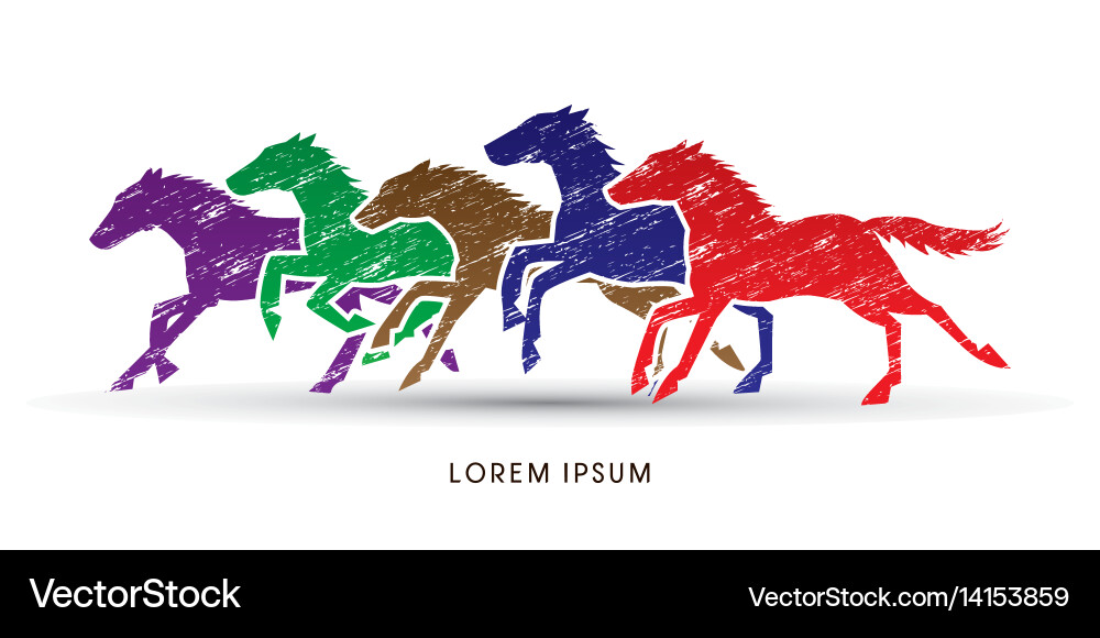 5 horses running Royalty Free Vector Image - VectorStock
