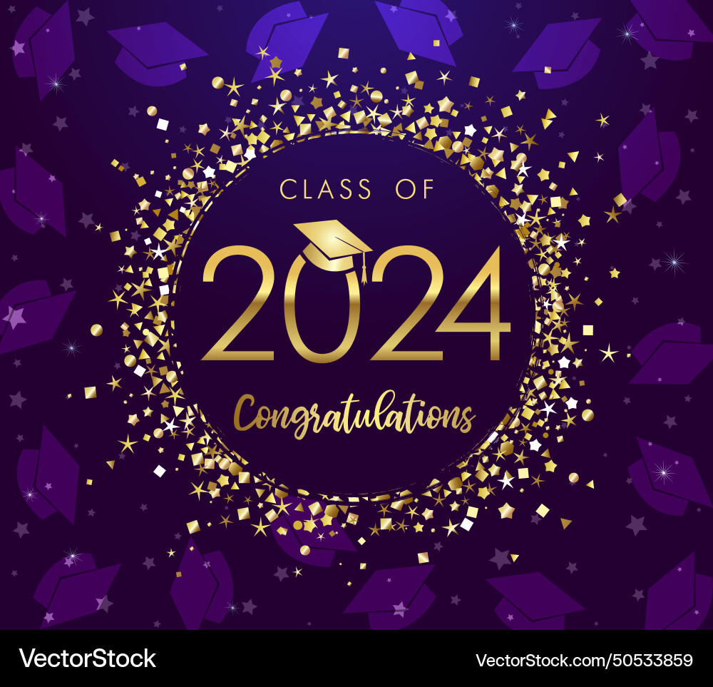 Beautiful graduating banner 2024 class off Vector Image