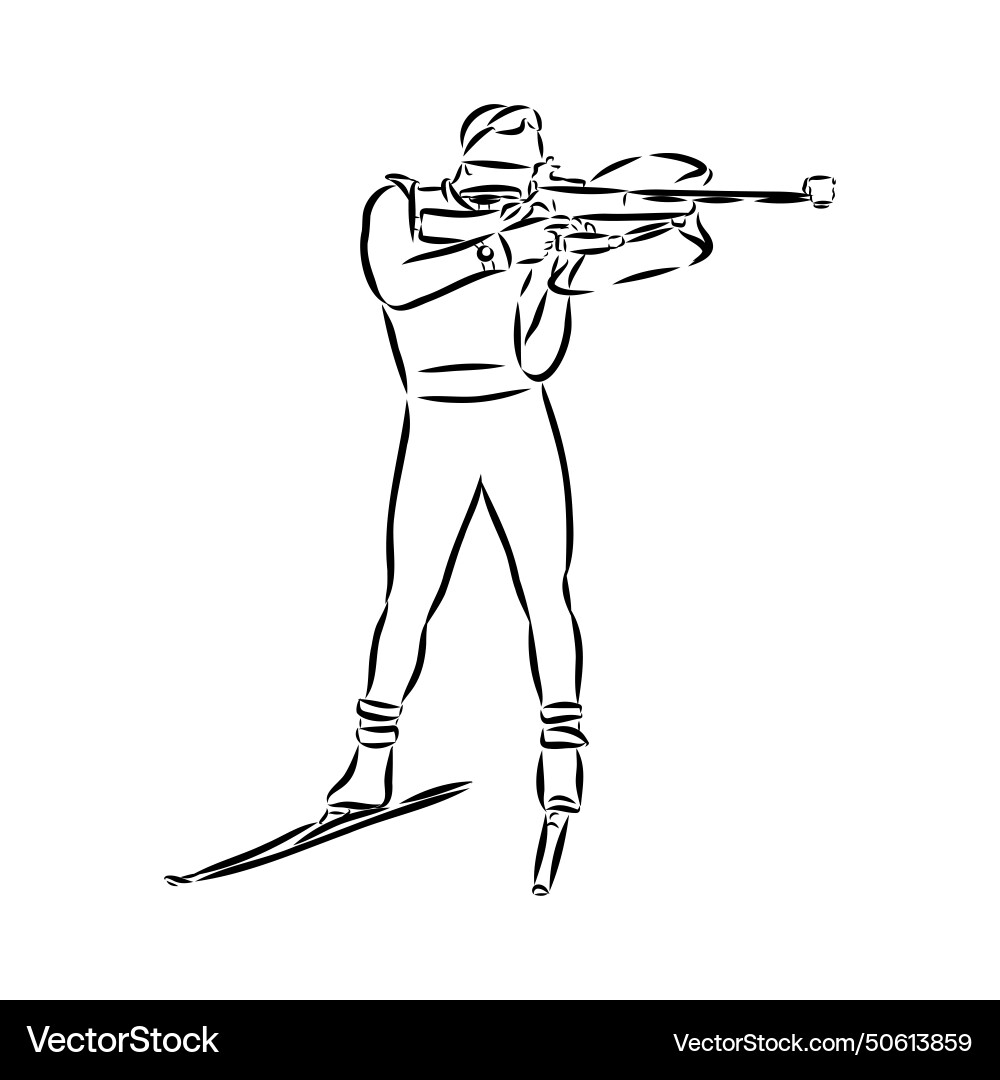 Biathlon athlete shoots standing isolated Vector Image