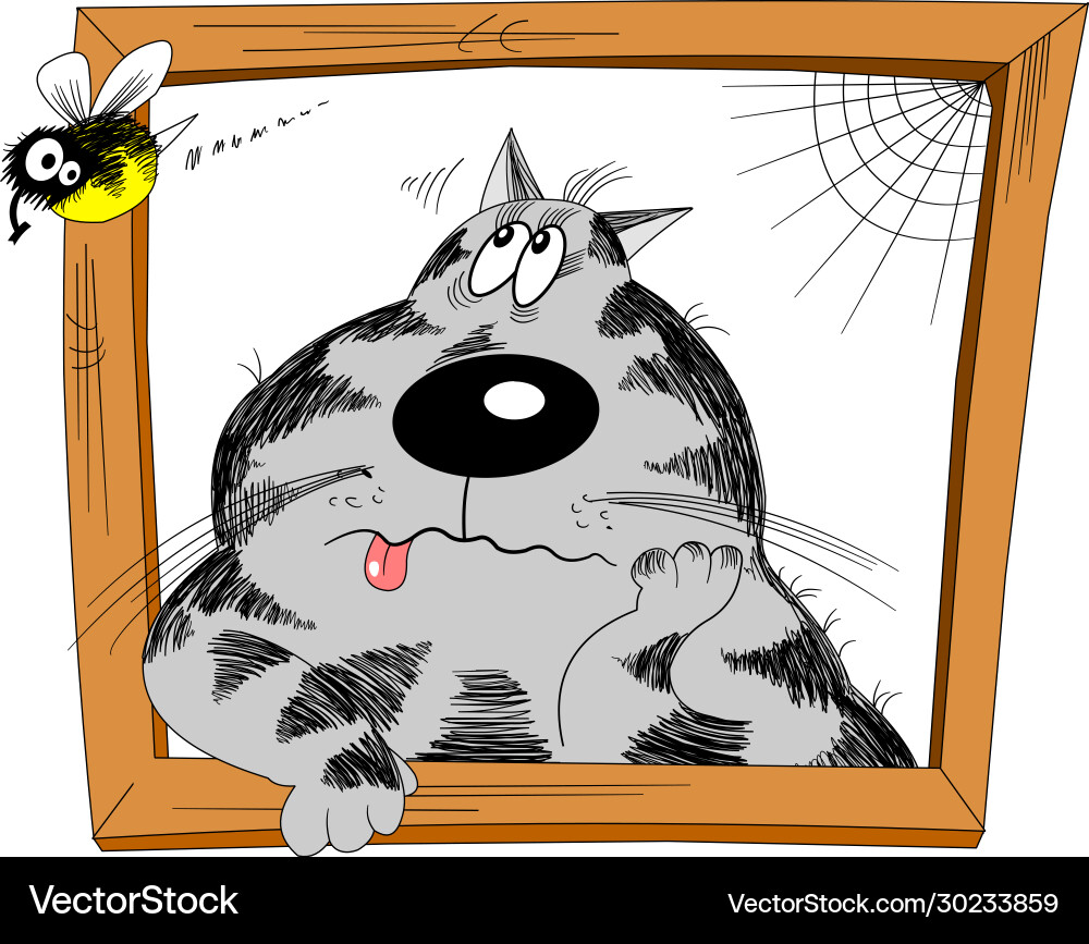 Cat and bee Royalty Free Vector Image - VectorStock