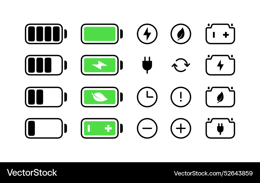 Charge level mobile phone status bar icons Vector Image