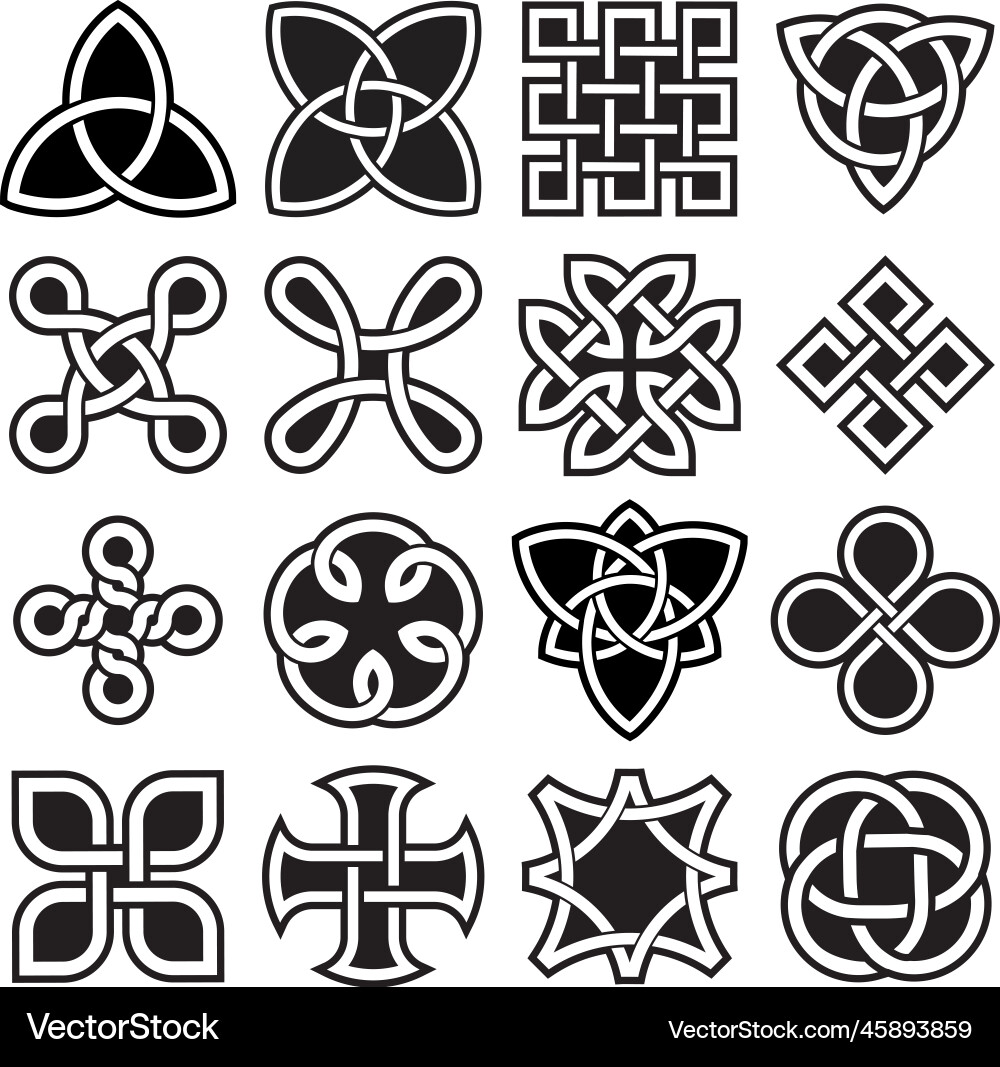 Collection of celtic knot designs in format Vector Image