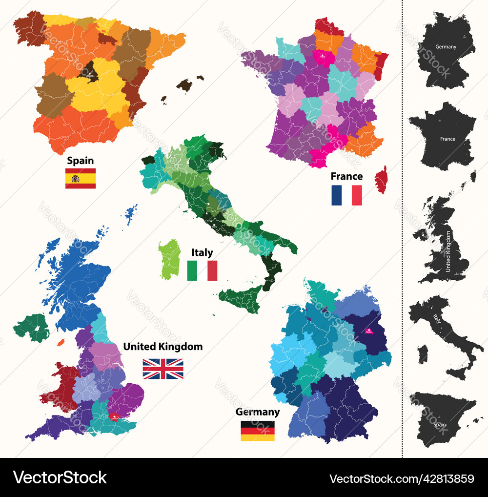 European high detailed maps Royalty Free Vector Image