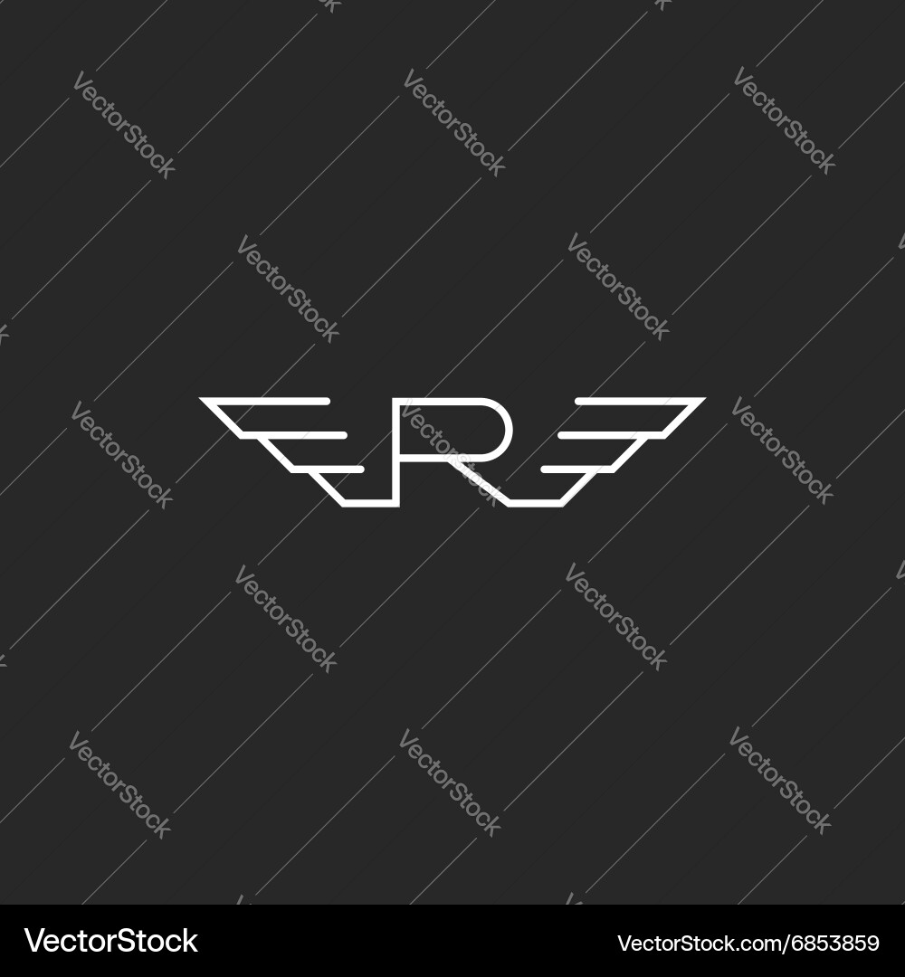 Monogra letter r logo wings flying abstract Vector Image