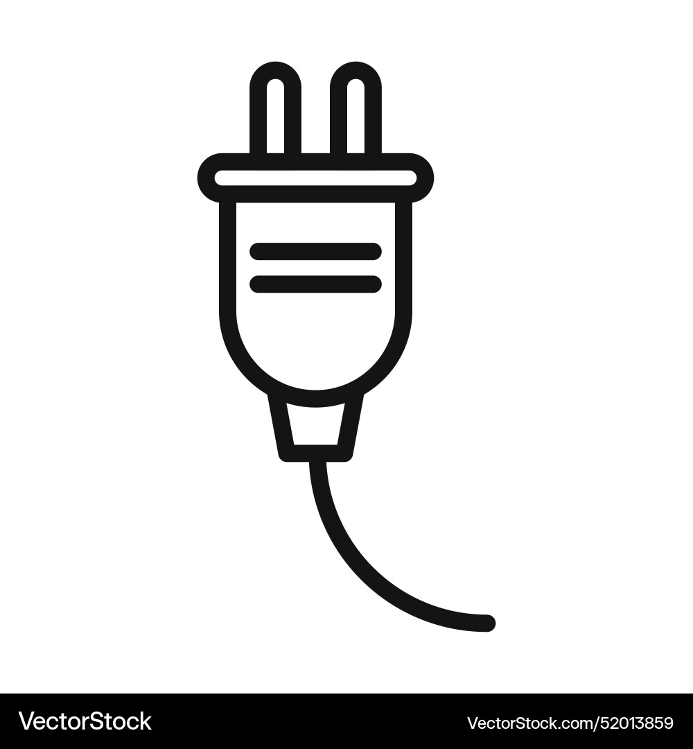 Plug icon black line art Royalty Free Vector Image