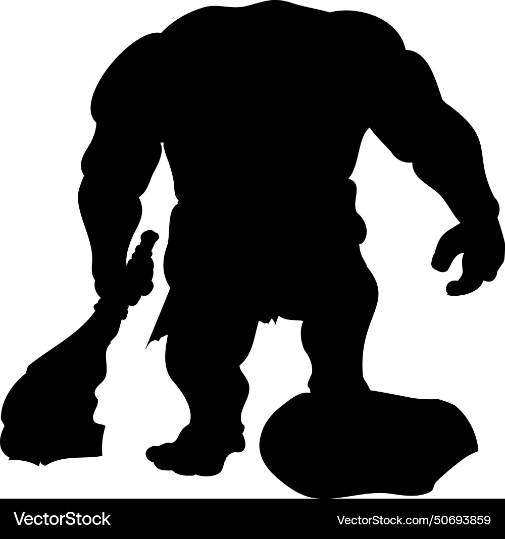 Shape of cave troll with stone thick stick Vector Image