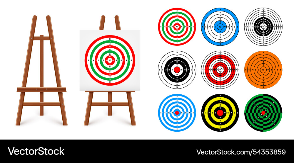 Shooting range target on a wooden easel stand Vector Image