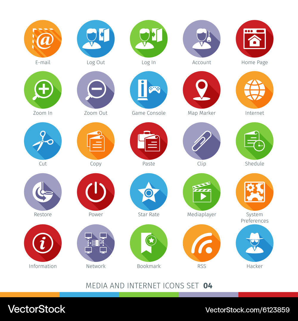 Social media flat icons set 04 Royalty Free Vector Image