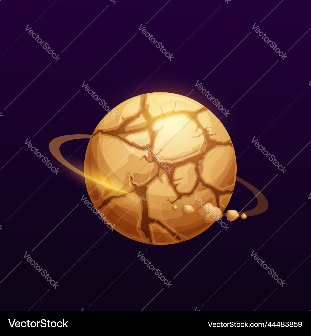 Space planet with cracks rings galactic fantasy Vector Image
