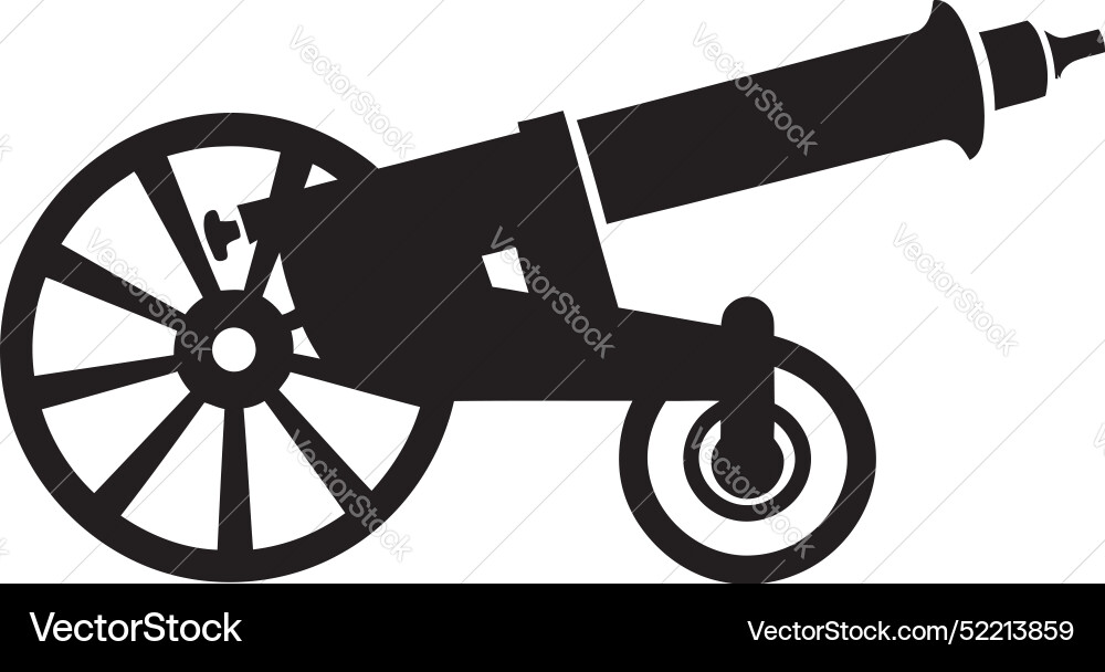 Strategic weaponry black cannon iconic design Vector Image