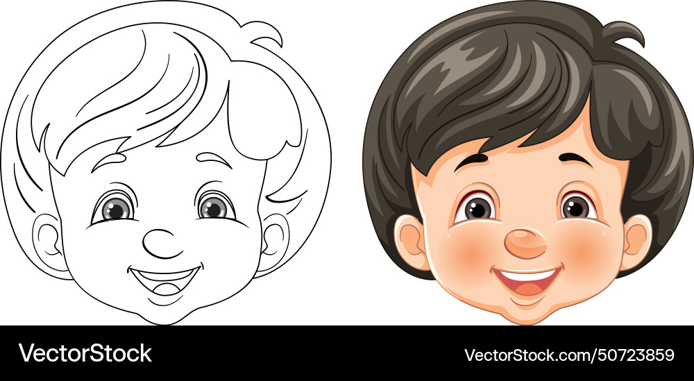 Two happy children faces Royalty Free Vector Image