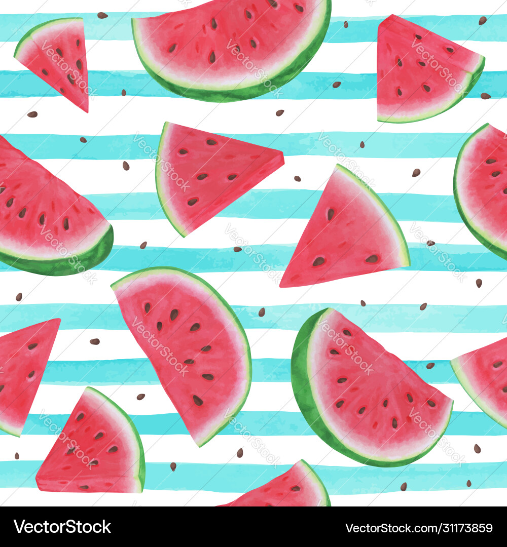 Watermelon Watercolor Stripes Royalty Free Vector Image