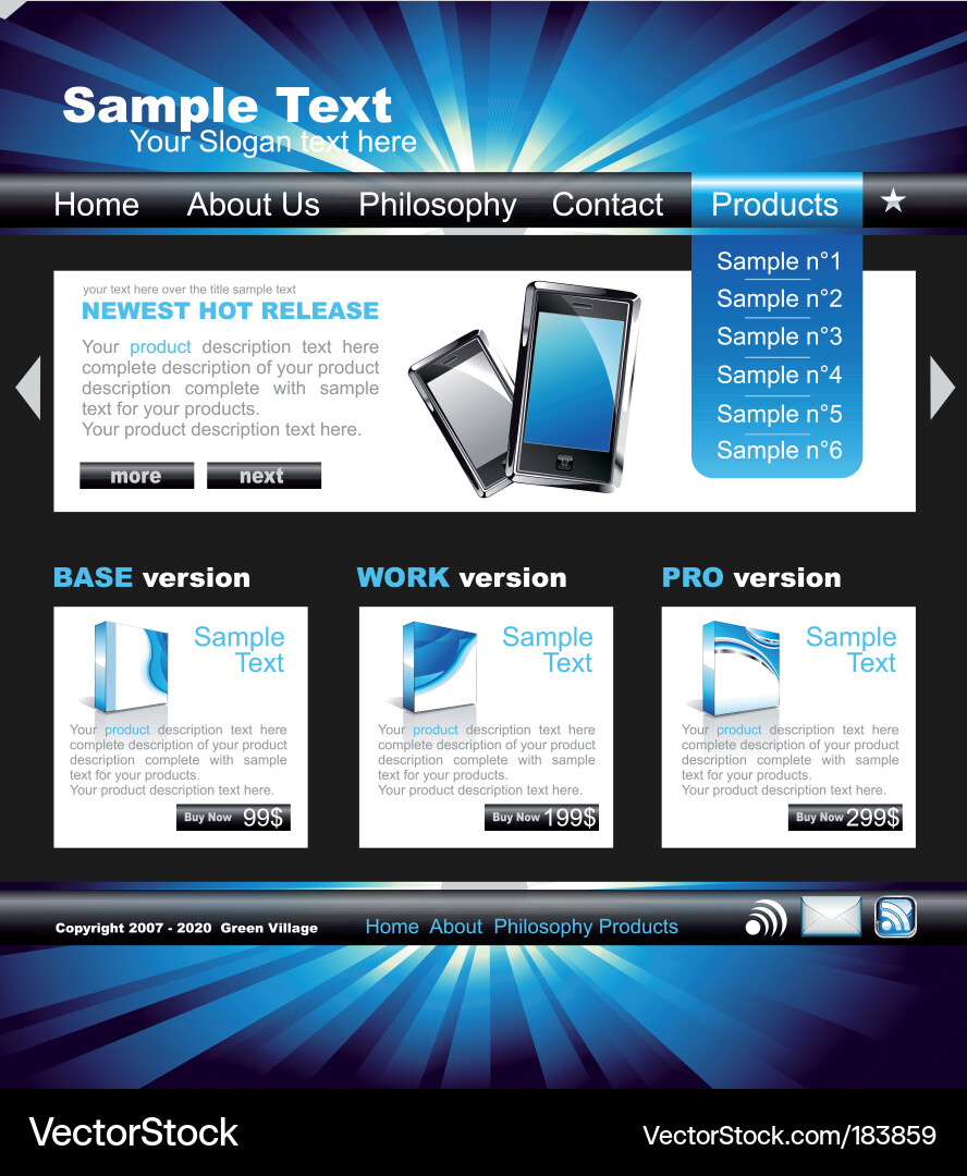 Web site template Royalty Free Vector Image - VectorStock