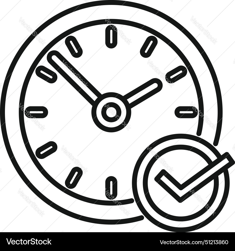 Approved time clock icon outline success Vector Image