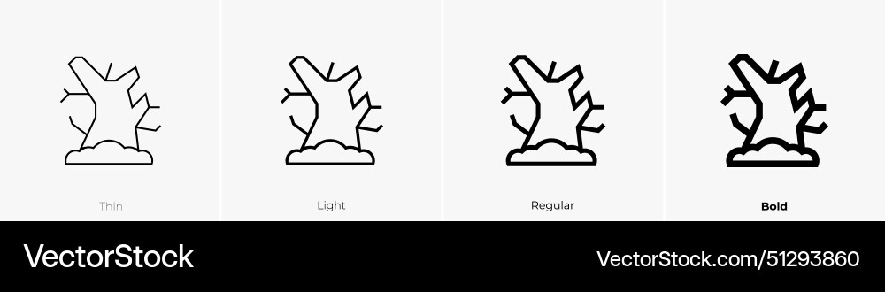 Dead tree icon thin light regular and bold style Vector Image