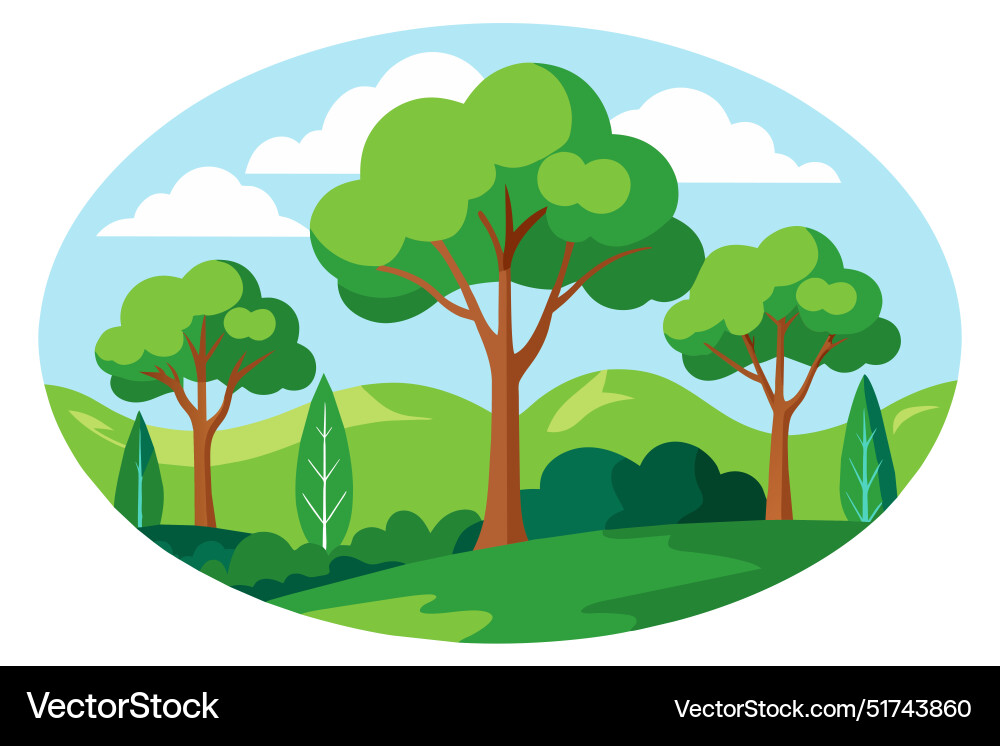 Ecology trees woods round circle Royalty Free Vector Image