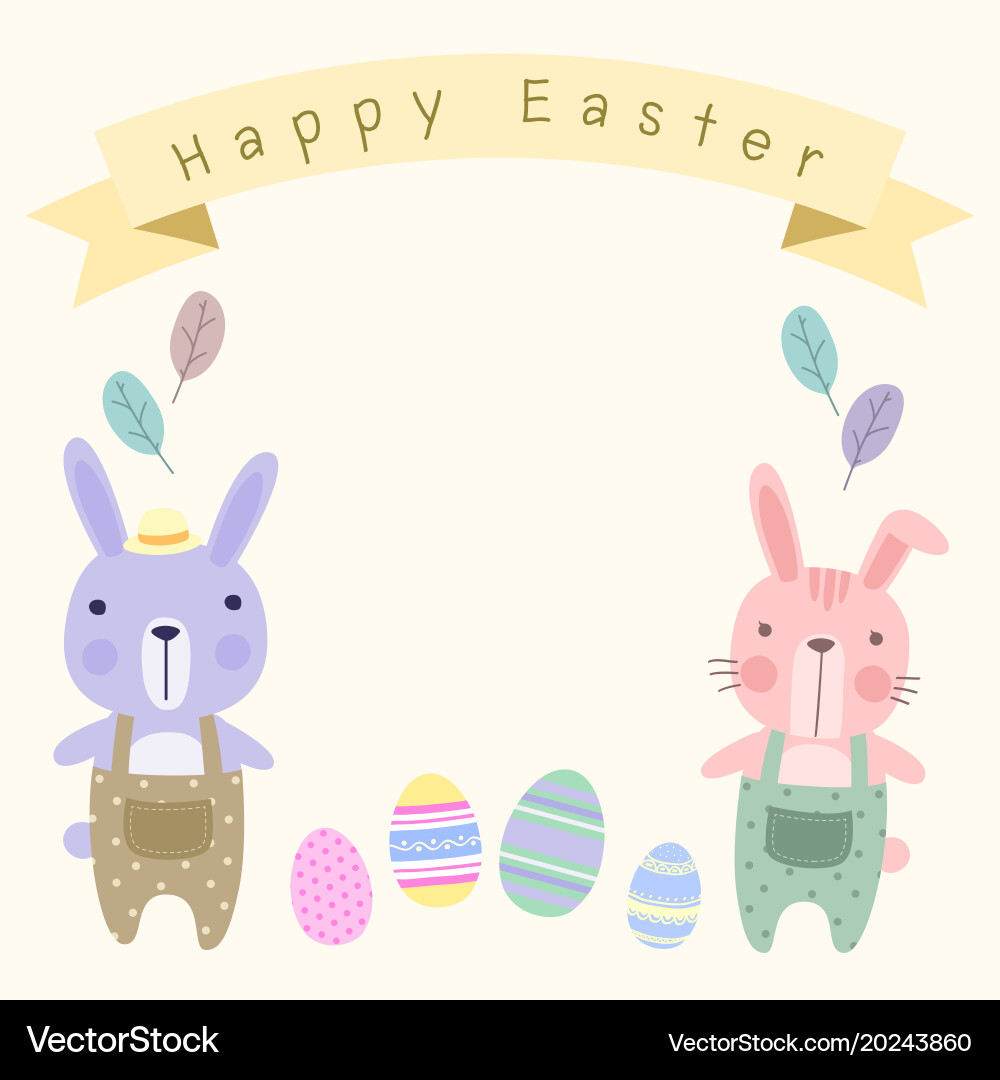 Happy easter card template with pastel cute Vector Image