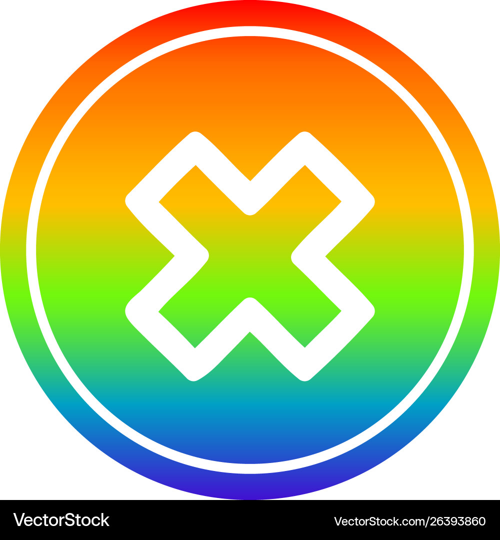 Multiplication Sign Rainbow Gradient Royalty Free Vector