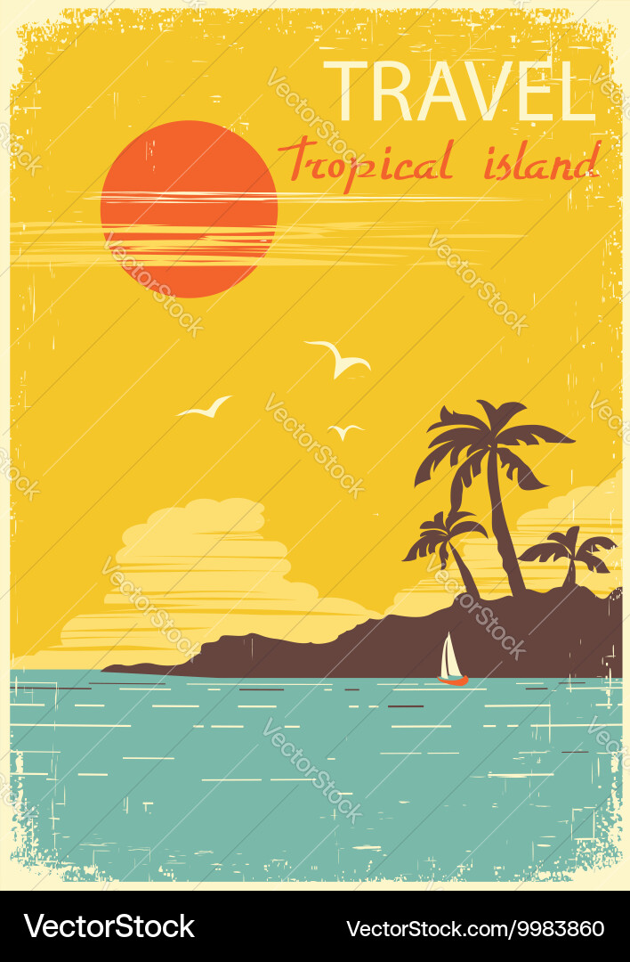 Tropical Island Summer Poster Royalty Free Vector Image