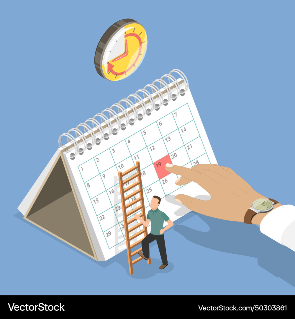 3d isometric flat of calendar Royalty Free Vector Image
