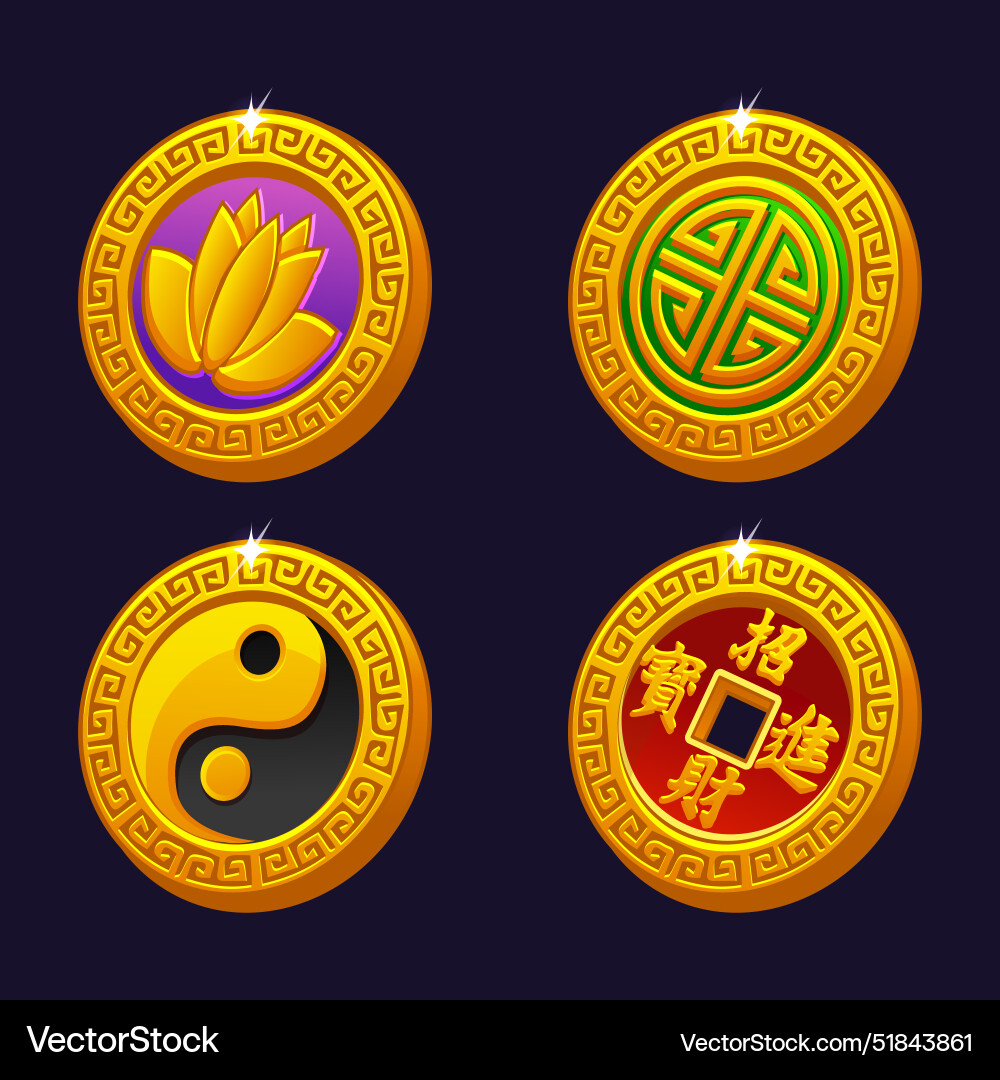 Blessing chinese coins represent good luck Vector Image