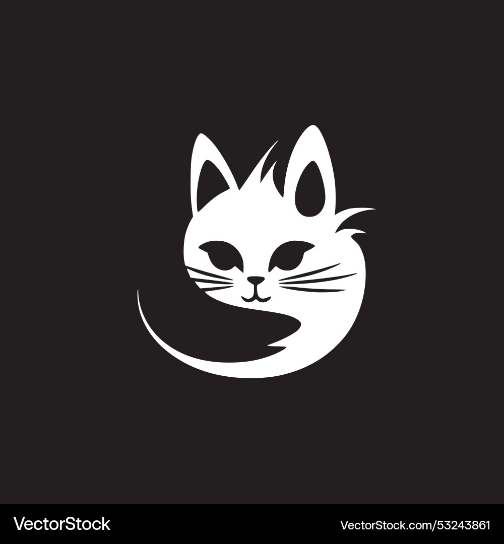 Cat - black and white isolated icon Royalty Free Vector
