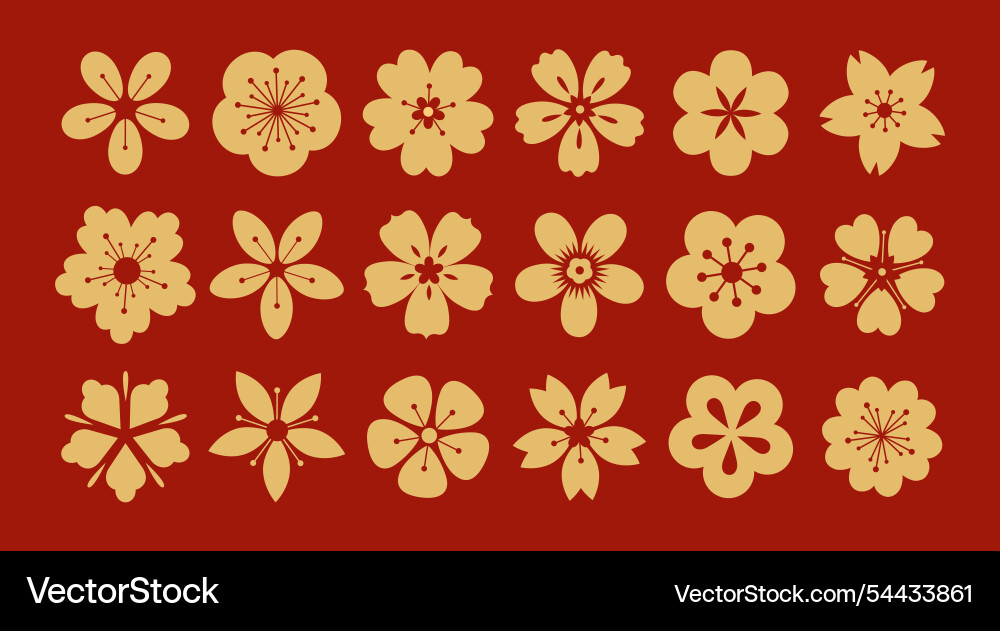 Chinese flower decorations Royalty Free Vector Image