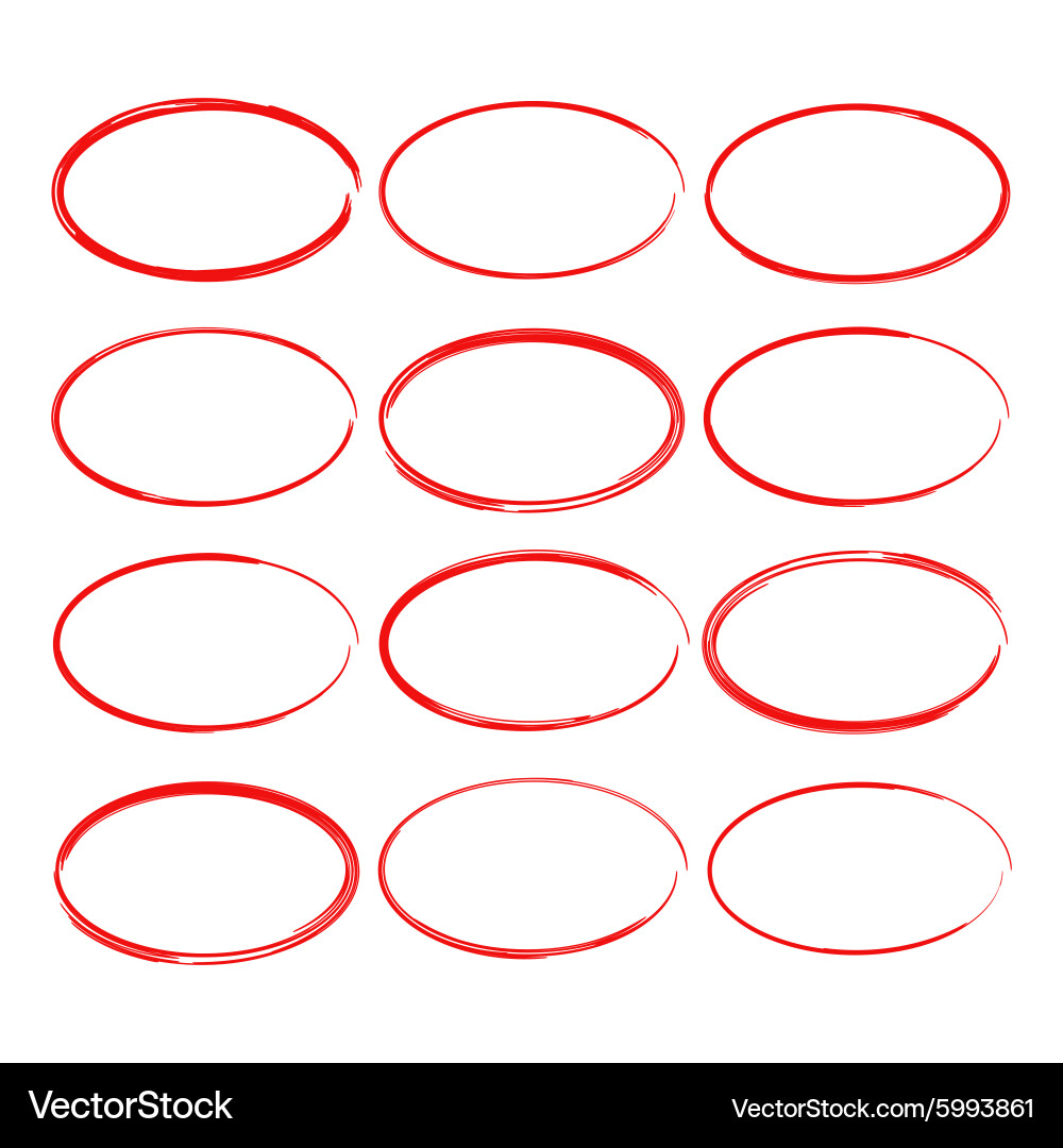 Hand Drawn Oval Shapes Royalty Free Vector Image