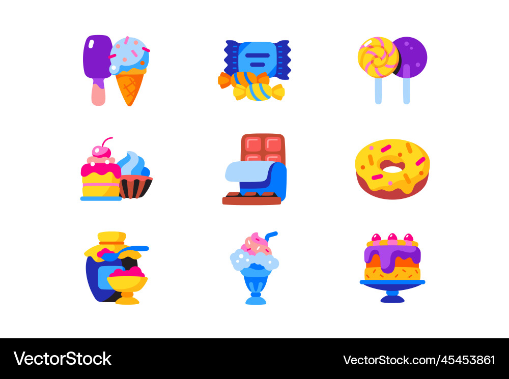 Sweet food icons set Royalty Free Vector Image