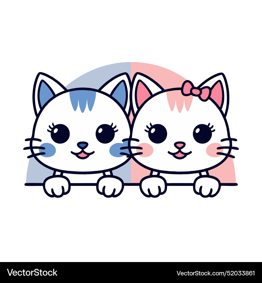 Two cute cartoon cats articons graphics Royalty Free Vector