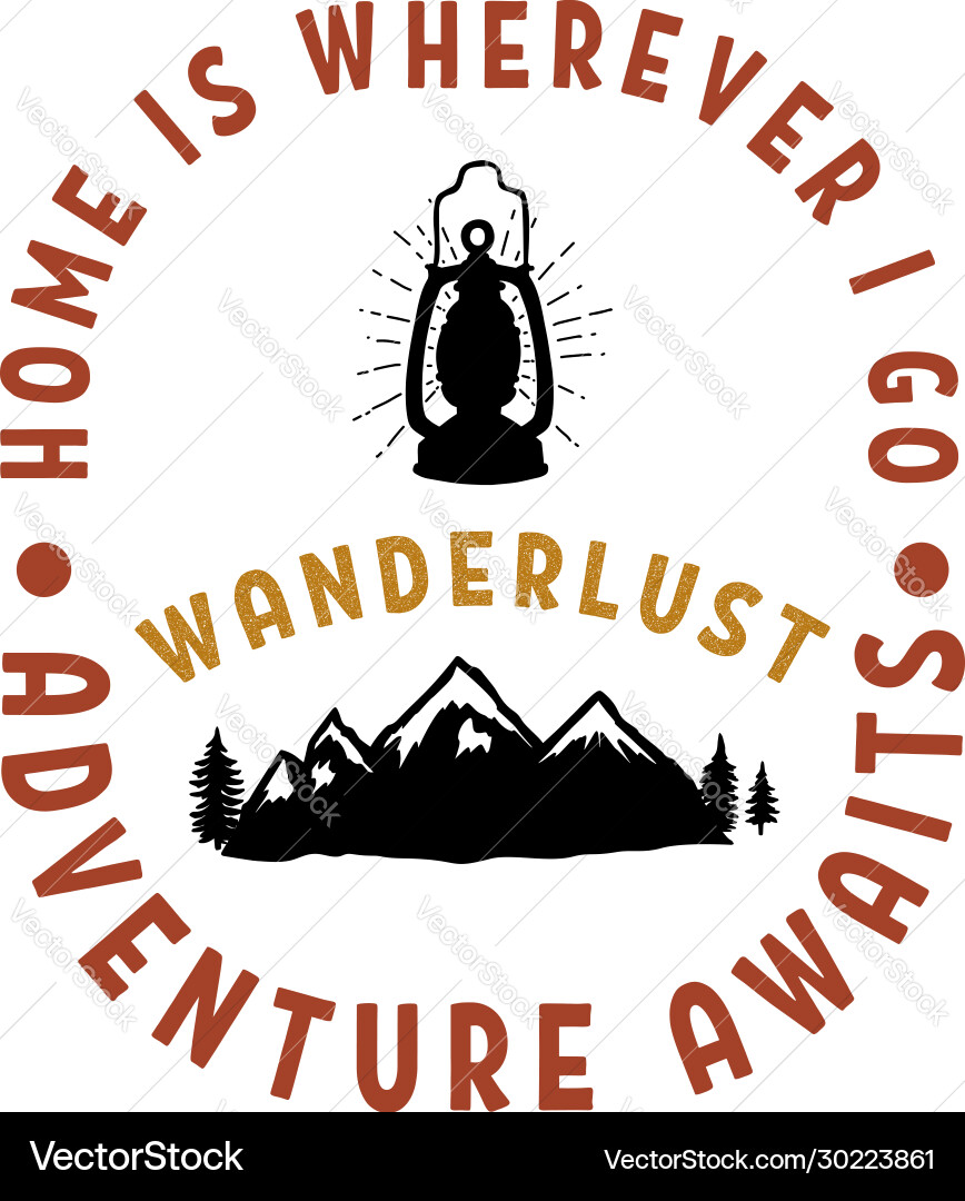 Wanderlust emblem template with mountains Vector Image