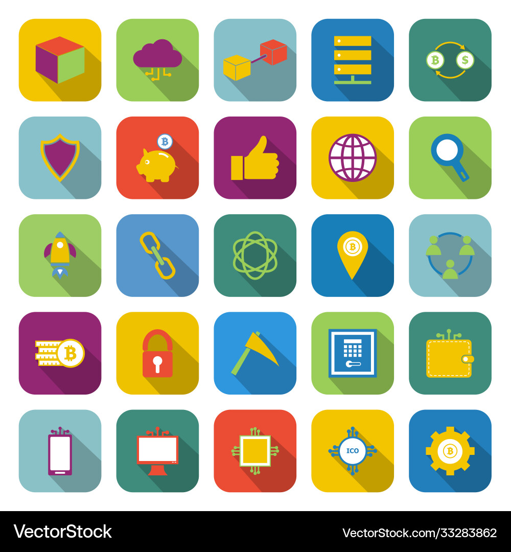 Blockchain Icon Set - Modern Style Royalty Free Vector Image