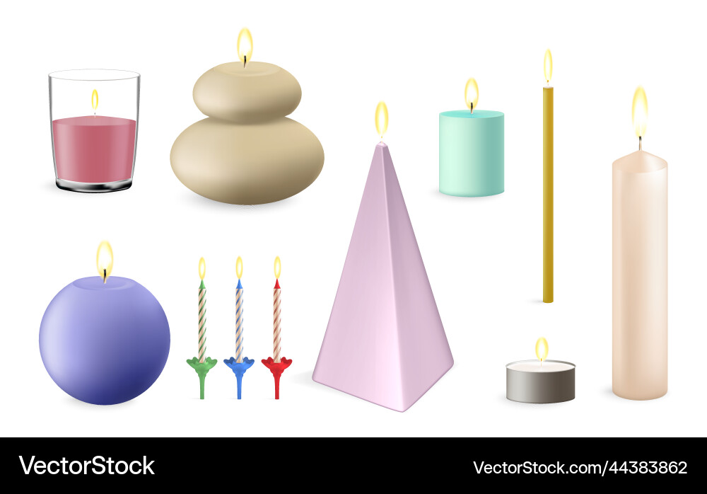 Candles realistic set Royalty Free Vector Image