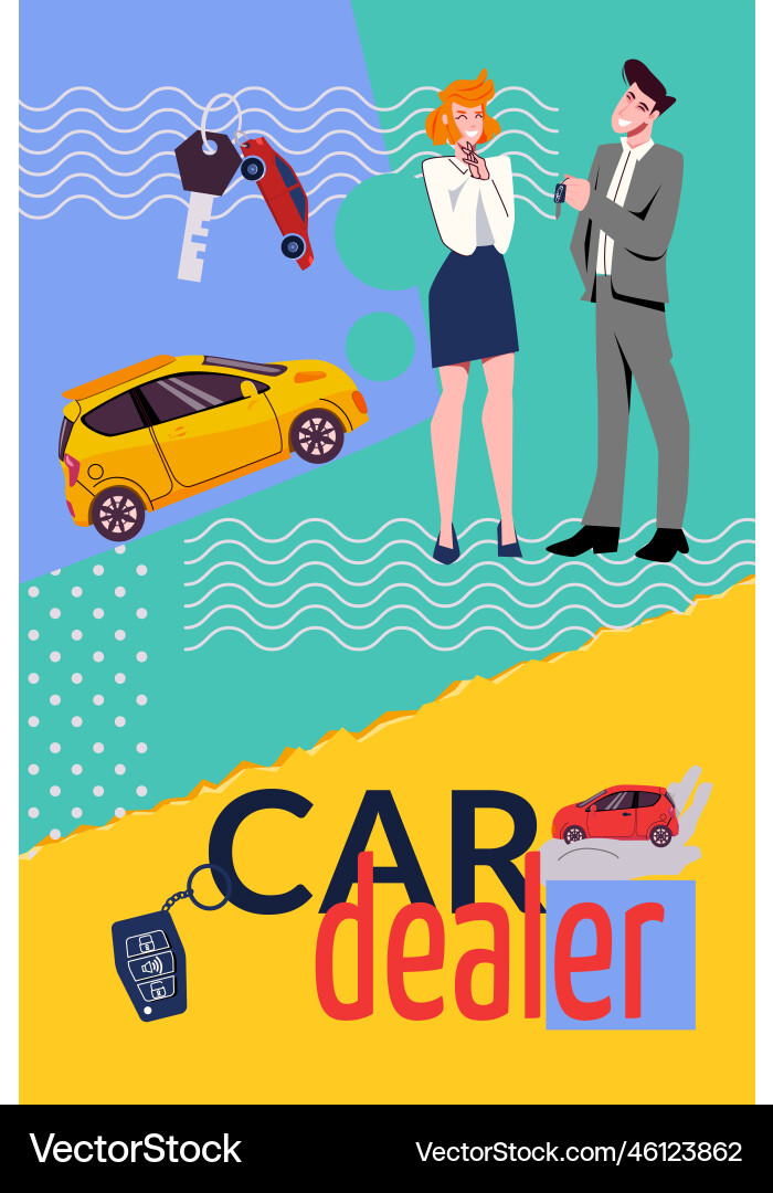 Car dealer flat collage Royalty Free Vector Image