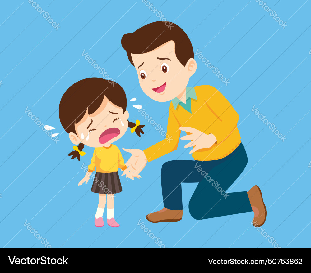 Comforting sad children with parent 2 Royalty Free Vector
