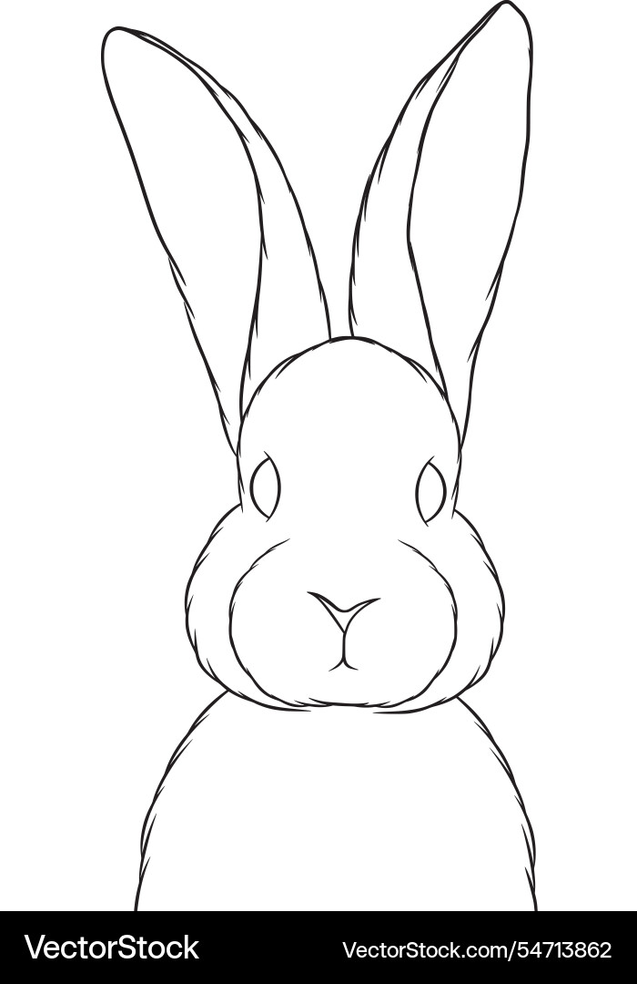 Cute rabbit head outline Royalty Free Vector Image
