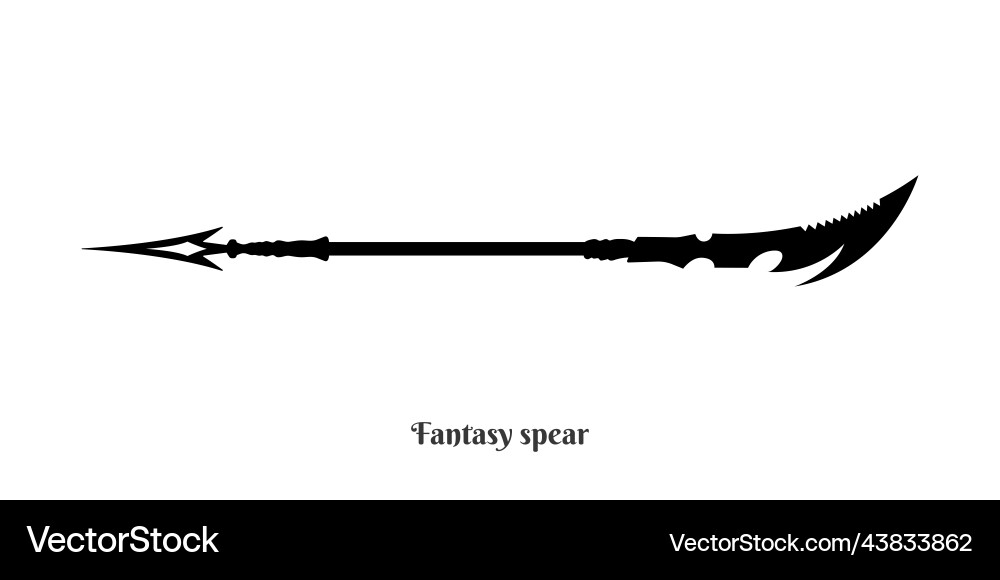 Fantasy spear black silhouette isolated weapon Vector Image