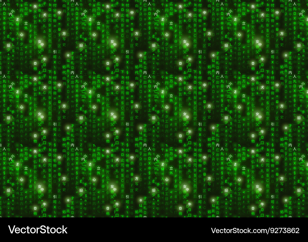 Green matrix digital binary code on dark Vector Image